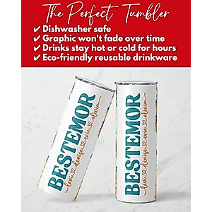 Personalized Bestemor Tumbler, 20 oz Stainless Steel Sunflower Cup with Lid & Straw, Custom Norwegian Grandma Gift with Grandkids’ Names, Floral Coffee Mug for Birthday, Mother’s Day or Christmas