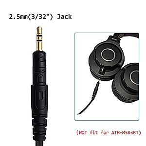 MJKOR Replacement Cable Compatible with Audio Technica ATH-M50x, ATH-M40x, ATH-M60x, ATH-M70x Headphones(4.92ft, Black)