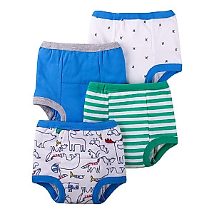 Lamaze Baby Boys' Super Combed Natural Cotton Training Pants, 4 Pack, Green, 2T