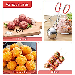 Meatball Maker, AHIER 2PCS None-stick Meatball Scoop Ball Maker with Detachable Anti-Slip Handles, Stainless Steel Meat Baller Cake Pop Scoop for Kitchen (1.38"&1.78")