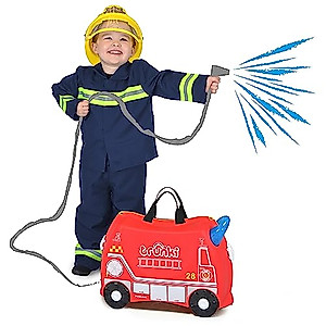 Trunki Kids Ride-On Suitcase & Toddler Carry-On Airplane Luggage for Children Aged 3-6 : Frank Fire Truck Red