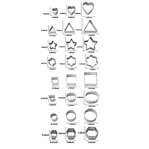 24-Piece Stainless Steel Mini Geometric Shaped Cookie Biscuit Cutter Set Square Heart Triangle Round Flower Star Baking Metal Molds to Cut Out Pastries,Dough,Pie Crust,Fruit,Fondant & Clay(Hexagon)