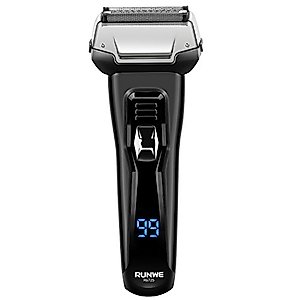 Runwe Rs725 Men's Electric Razor Cordless Foil Shaver with Pop-Up Beard Trimmer and LCD Display for Men Wet/Dry Shaving