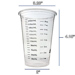 20 8oz Disposable Graduated Clear Plastic Cups for Mixing Paint, Stain, Epoxy, Resin