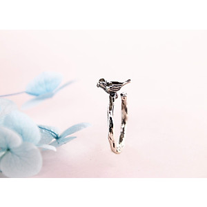 Helen de Lete Women's Vintage Bird on The Tree 925 Sterling Silver Open Ring