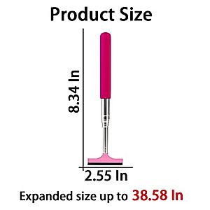 Car Rearview Mirror Wiper, Retractable Auto Glass Squeegee, Water Cleaner with Telescopic Long Rod, Portable Cleaning Tool for All Vehicles, Universal Automotive Accessories (Pink)