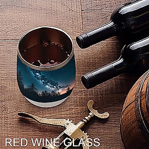 OPTKSNCU 304 Stainless Steel Insulated Cup with Lid, Trees at Night Print Durable, And Easy to Clean – Ideal for Home, Office, And Gift Giving