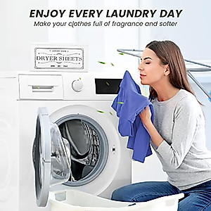 Dryer Sheet Holder with Hinged Lid - Rustic Farmhouse Dryer Sheet Dispenser Container Laundry Room Decor, Fabric Softener Dispenser for Laundry Organization/Storage,Non-Slip Bottom,White