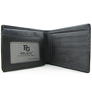 Pelgio Genuine Stingray Shagreen Skin Leather Bifold Wallet (Black)