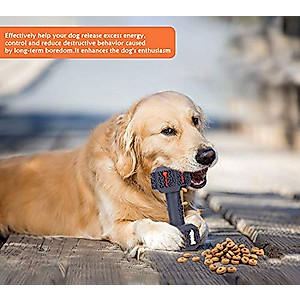 NEOROD Durable Dog Chew Toys for Aggressive Chewer. Indestructible Interactive Dental Toys for Training and Cleaning Teeth. Natural Rubber Bacon Flavored Dumbbell Dispensing Toy for Large Medium Dogs