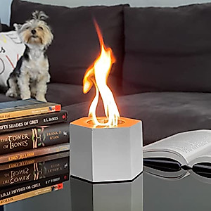 Tabletop Fire Pit Concrete, Rubbing Alcohol Indoor Fire Bowl, Mini Fireplace Outdoor Decor Portable Table Top Chiminea Meditation Isopropyl (Hexagon)