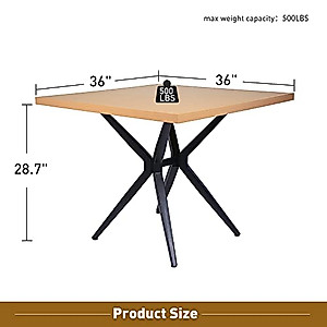 LUCKYERMORE Small Square Dining Room Table for 2-4,Wood Kitchen Table 1.5" Thickness;W/Solid Metal Legs Leisure Coffee Table for Living Room Cafe Bar Balcony Home, Easy-Assembly