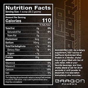 DRAGON PHARMA Hydrolized Whey Protein Isolate, Fast Absorption, Gluten Free, 100% Whey Protein, IsoPhorm, Maximize Recovery, Great Tasting, 25 Grams Per Serving (31 Servings, Vanilla Soft Serve)