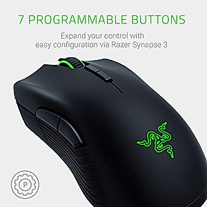 Razer Mamba Wireless, Wired/Wireless Gaming Mouse with True 16,000 DPI 5 Generation Optical Sensor, 50 Hour Battery Life, Powered by Razer Chroma