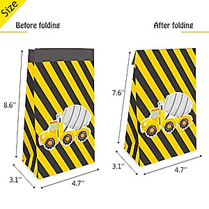24 Pack Construction Party Bags with Thank You Stickers Construction Theme Party Supplies Candy Treat Bags Gift Bags for Construction Party Kids Boys Themed Party Supplies Decoration