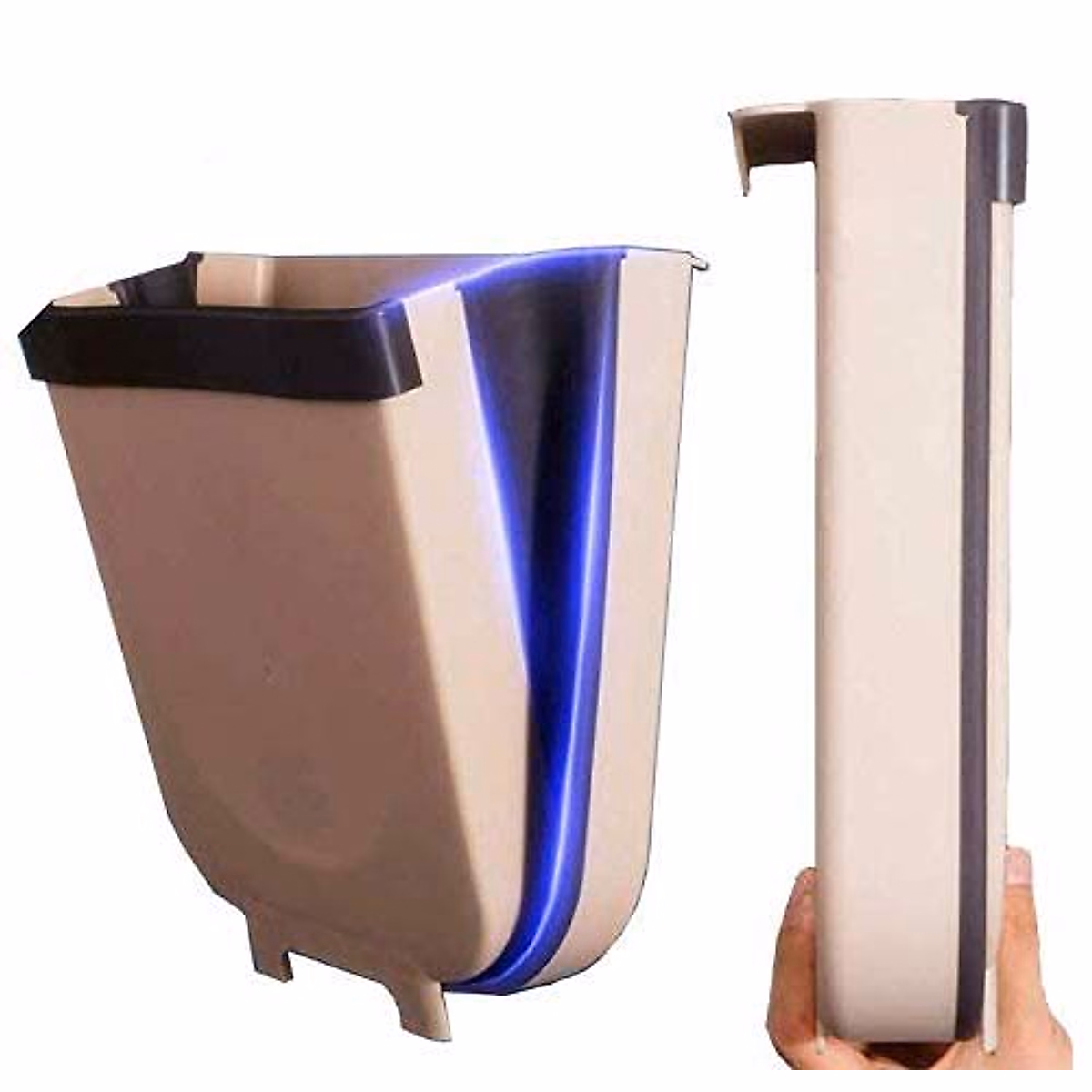 2pcs Hanging Trash Can for Kitchen Cabinet Door, Foldable Waste Bins Hanging Trash Holder for Bathroom Bedroom Office Car Portable Home Outdoor Garbage Can