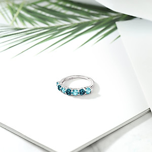 Gem Stone King 925 Sterling Silver Swiss Blue Topaz & London Blue Topaz Anniversary Ring For Women (1.40 Cttw, Gemstone Birthstone, Available in size 5, 6, 7, 8, 9)