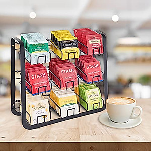 NHZ Stainless Steel 3 Tier Tea Bag Holder - Organizer for Over 180 Tea Bags, Storage Cabinet and Counter, Wall Mount Available
