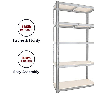 180cm x 120cm x 60cm, Black 5 Tier (175KG Per Shelf), 875KG Capacity Extra Deep Garage Shed Racking Storage Shelving Unit, 5 Year Warranty…