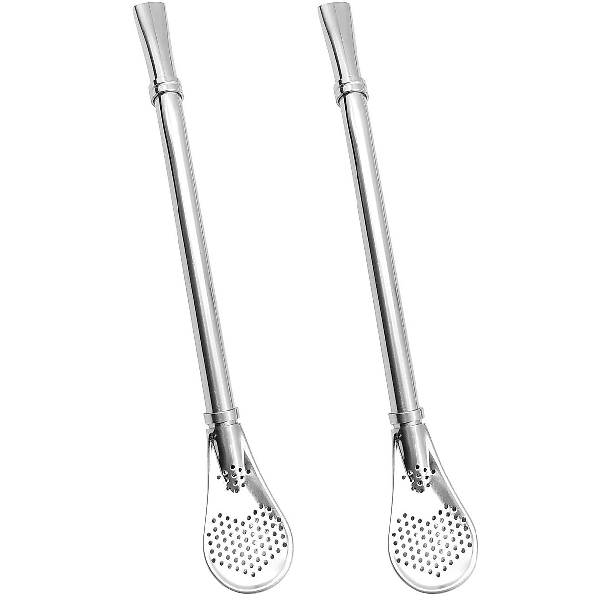 GFDesign Yerba Mate Bombilla Gourd Drinking Filter Straws 304 Food-Grade 18/8 Stainless Steel - Set of 2 with Cleaning Brush - 6.1" Long