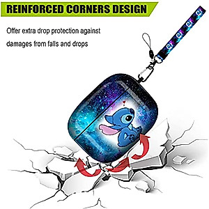Stitch AirPods Pro Case Protectiv Cover,Fully Protected Shockproof Cartoon case with Keychain Clip Carabiner and Lanyard,Compatible with Apple AirPods Pro (Star Stitch)