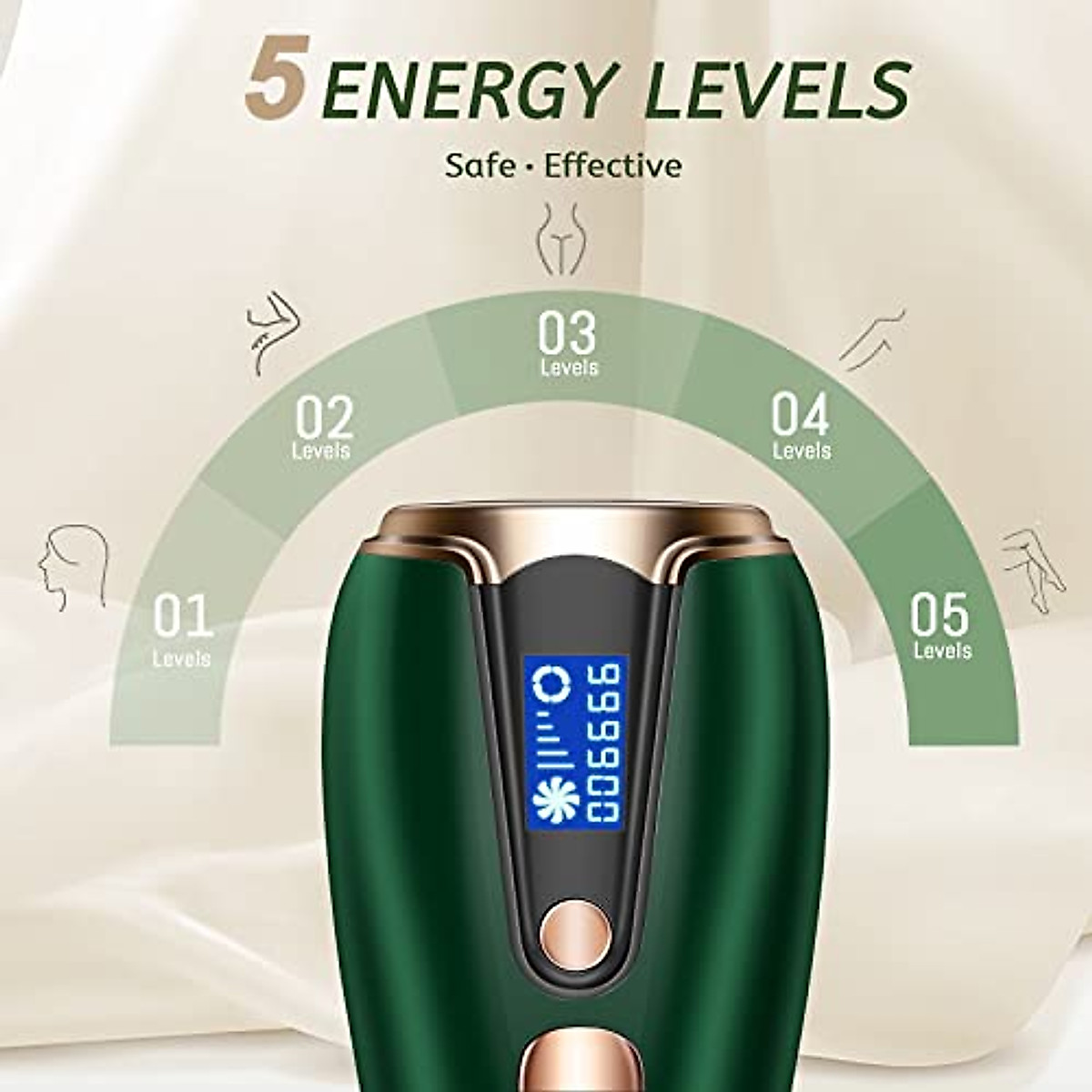 Laser Hair Removal for Women & Men, Permanent Painless At-Home Facial IPL hair removal device, Upgraded to 999,900 Flashes hair remover for Armpits Legs Arms Bikini Line