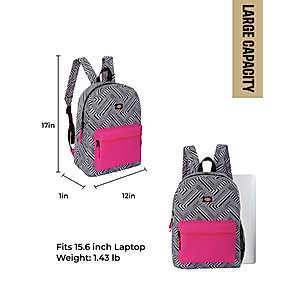 Dickies Freshman Backpack Classic Logo Water Resistant Casual Daypack for Travel Fits 15.6 Inch Notebook (Fushia Black)