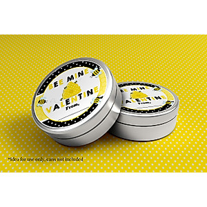 Bee Mine Bumble Bee Valentine Party Favor Sticker Labels, 40 2" Party Circle Stickers by AmandaCreation, Great for Classroom Valentines, Envelope Seals, Gifts & Treats