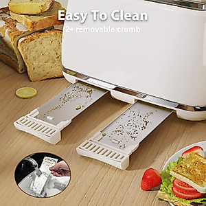 evoloop Toaster 4 Slice, Oversize Retro Stainless Steel Bread Toaster with Dual Independent Control Panels, 6 Browning Level, Bagel, Defrost & Cancel, -1.5" Extra Wide Slots, Removable Crumb Tray