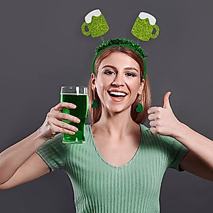 Estivaux 2 PCS St. Patrick's Day Headbands, Glitter Green Headwear Tassel Hair Accessories Holiday Hair Hoops for Saint Patrick's Day Decorations Custome Cosplay Party Supplies