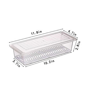 2PC Fruit Storage Containers for Fridge - 1.5L Produce Saver Containers for Refrigerator with Removable Drain Tray Keep Fresh for Produce, Bacon, Fruits and Vegetables