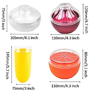 MIAO JIN 4 PCS Fruit and Vegetable Shaped Food Saver Storage Containers With Transparency Cover Holder Refrigerator Vegetable Crisper (Corn, Oranges, Garlic, Onions)