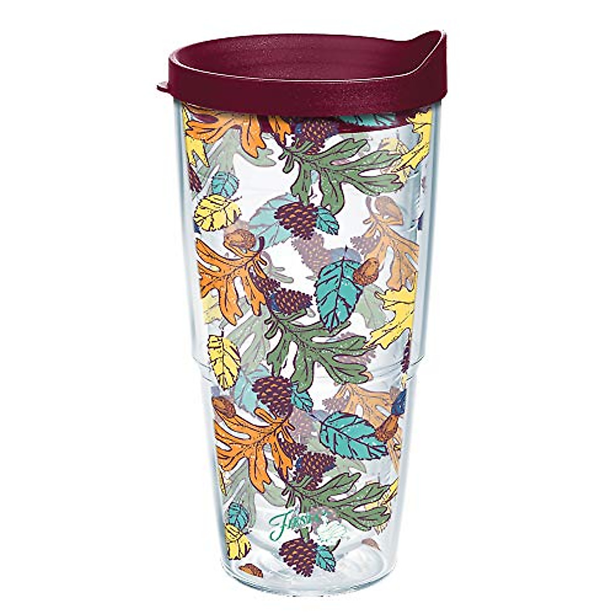 Tervis Fiesta Thanksgiving Butterscotch Fall Leaves Made in USA Double Walled Insulated Tumbler Travel Cup Keeps Drinks Cold & Hot, 24oz, Lidded