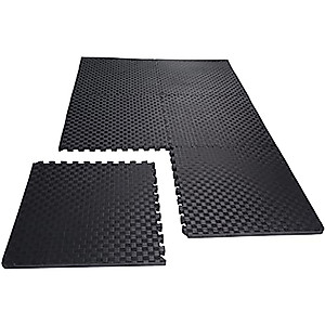 BalanceFrom Puzzle Exercise Mat with EVA Foam Interlocking Tiles for MMA, Exercise, Gymnastics and Home Gym Protective Flooring, 1" Thick, 24 Square Feet, Black