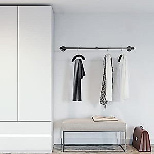 Industrial Pipe Clothing Rack is 22 Inches,Closet Rods for Hanging Clothes,The Suspension Black Closet Rod of The Multi-Functional,Suitable for Clothing Retail Display,Laundry Room,Home Room,2-Pcs