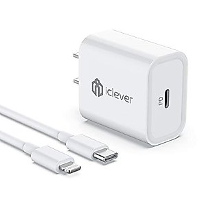 iPhone 14 13 12 Fast Charger: iClever 20W PD USB C Fast Charger, Wall Charger Adapter with MFi Certified 6.6FT USB C to Lightning Cable for iPhone 14/13/13 Pro/12 Pro/12 Pro Max/11 Pro/iPad Pro