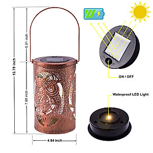 Solar Lanterns Outdoor Hanging Lantern Lights, Metal Owl Decor Lantern Outdoor Waterproof LED Garden Decor Lantern, Delicate Garden Decoration for Patio, Yard, Landscape, Holiday Gifts (Bronze 1 Pc)