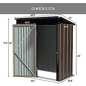 LEMBERI 5x3 FT Outdoor Storage Shed,Tool Garden Metal Sheds with Lockable Door,Outside Waterproof Galvanized Steel Storage House for Backyard Garden, Patio, Lawn