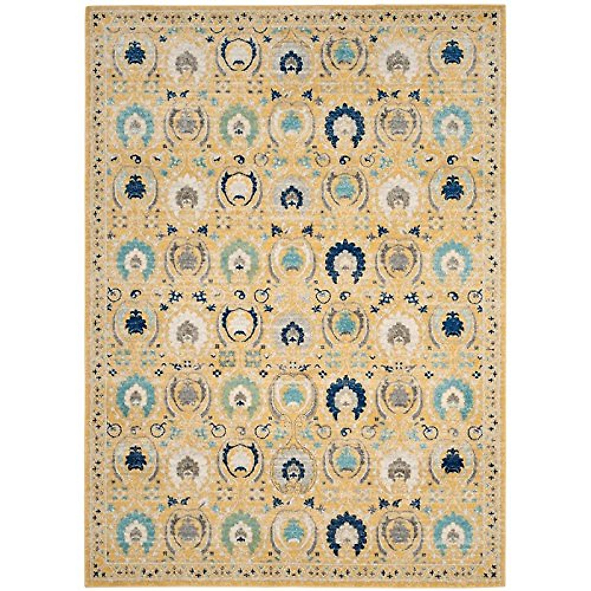 SAFAVIEH Evoke Collection 3' x 5' Gold / Ivory EVK251B Boho Non-Shedding Living Room Bedroom Accent Rug