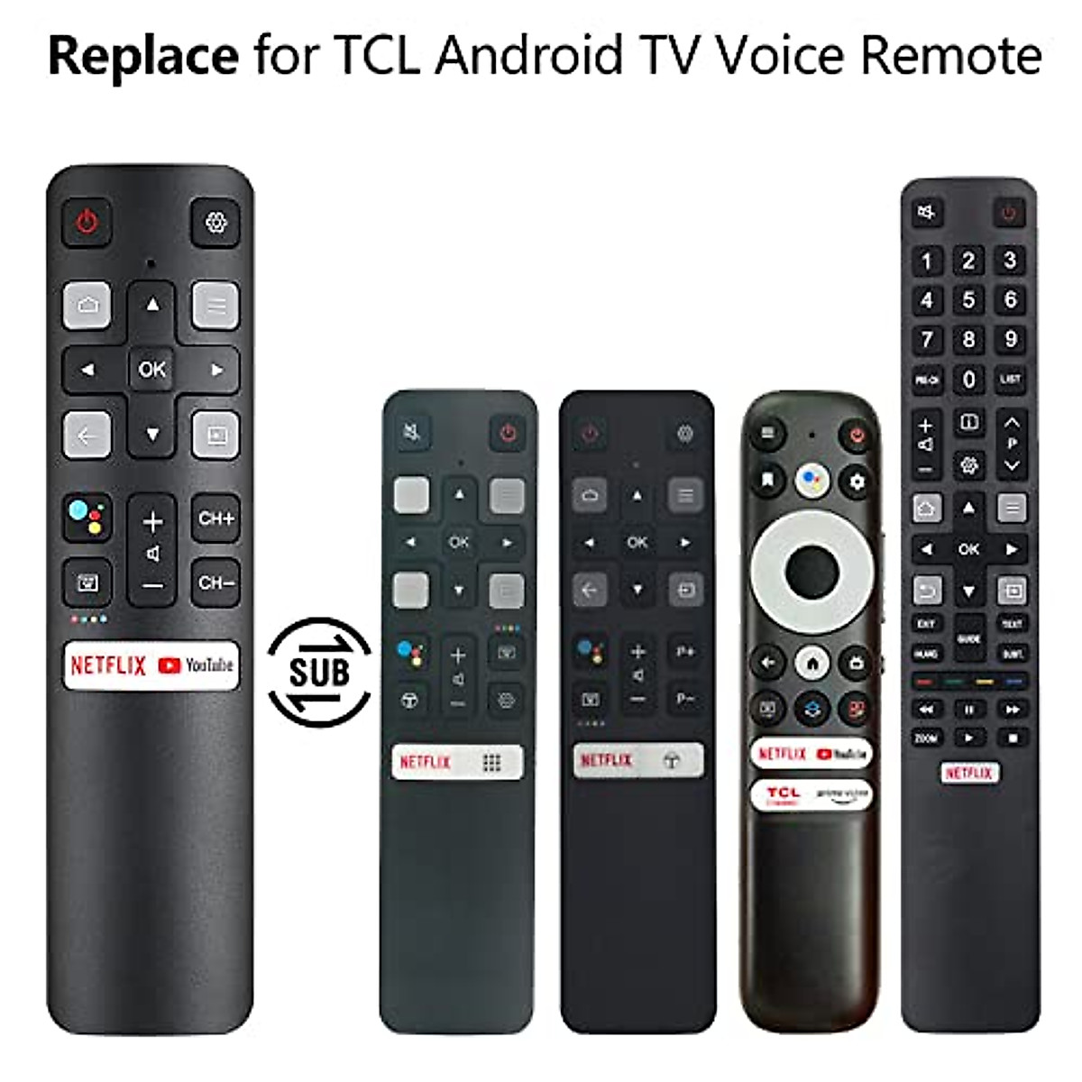 New RC802V FNR1 Replacement Voice Remote Control Fit for TCL Android TV 32A323 32A325 32P30S 32S330 32S6500A 40S330 43S434 49P30FS 49S6510FS 49S6800 50S434 55EP680 55P8 55Q637 55S434 65S434 70S430