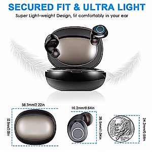 Wireless Earbud, Bluetooth Headphones in Ear Noise Cancelling Mic Mini Ear Buds, Bluetooth 5.1 Light Weight Deep Bass, IP7 Waterproof Wireless Headphones, 30H Playtime for Workout/Home/Office, Black