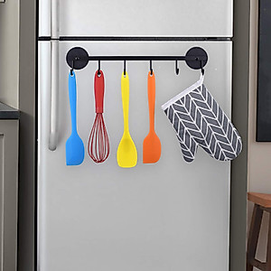 LEVOSHUA 6 Hooks Magnetic Utensil Holder Untensil Rack Tool Hanger Organizer for Refrigerator, Metal Cabinet, Metal Stove, Grill, BBQ