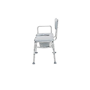 Drive Medical 12005KDC-1 Transfer Bench Commode Chair for Toilet with Padded Seat, Gray