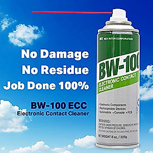 BW-100 Non-Flammable Electronic Contact Cleaner Aerosol Spray- Safely Cleans Joycons, Computers, PCB, and More - Removes dust, Dirt and contaminants on Contacts - Quick Dry| 8oz/225g | Pack of 3