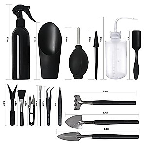 SDAE 15 Pieces Succulent Plants Tools,Mini Garden Hand Transplanting Succulent Tools Miniature Planting,Set for Indoor Miniature Garden Plant Care (Black)