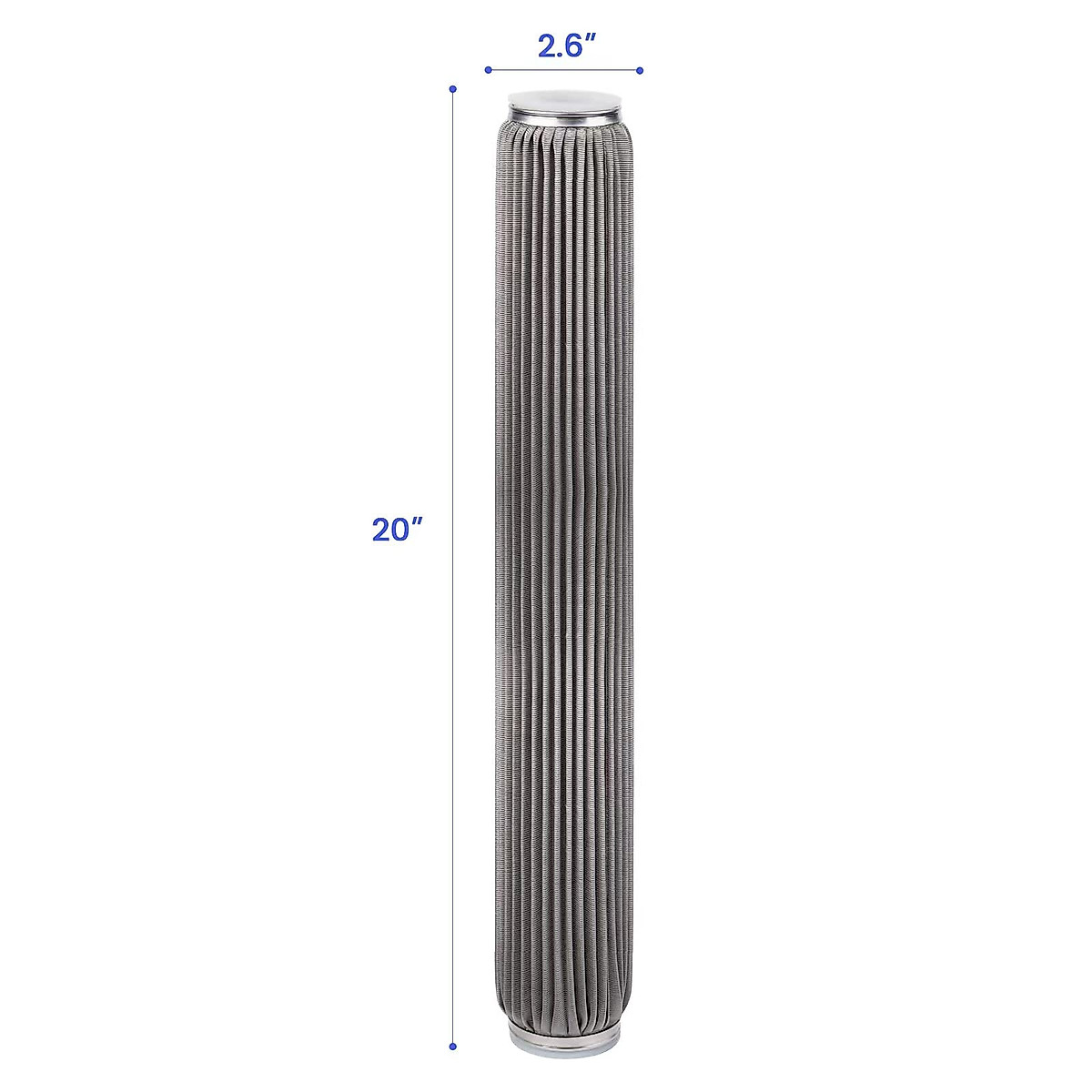 Amwater Stainless Steel Re-Cleanable Filter Cartridge For 20"Filter Housing,20 "Length,2.5 "OD(100 micron)
