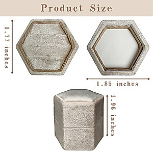 YUEARN Ring Box 3 Slots, Small Velvet Ring Box Hexagon Jewelry, Gold Geometric Earring Box Storage, Handmade Ring Case Display, Holder Jewelry Box Gifts For Wedding, Ceremony, Anniversary, Engagement