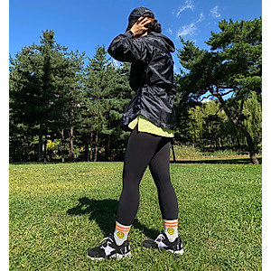 holawit Happy Face Fun Design Positive Smile Quarter Socks with Neon Double Stripes for Women 3P Set