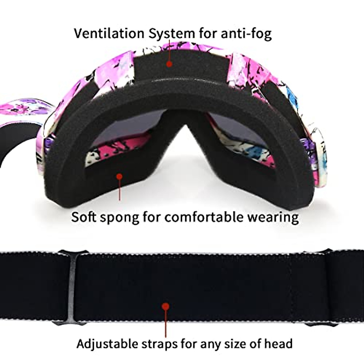 JAMIEWIN Motocross Goggles ATV Dirt Bike Motorcycle UTV MX OTG Offroad Riding Goggles Anti UV Dustproof Anti Fog Racing Skiing Goggles for Men Women Youth Kids