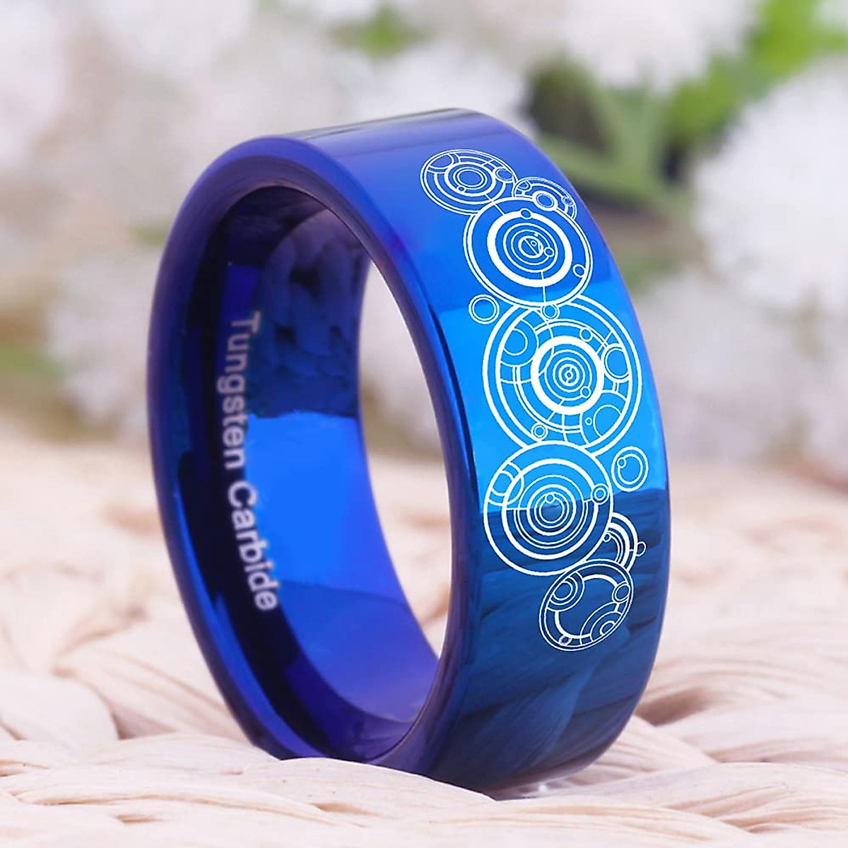 CLOUD DANCER Doctor Who Brand Tungsten Carbide Ring - for Men Women Wedding Ring and Engagement Ring-Free Customized Engraving (Blue, 13)